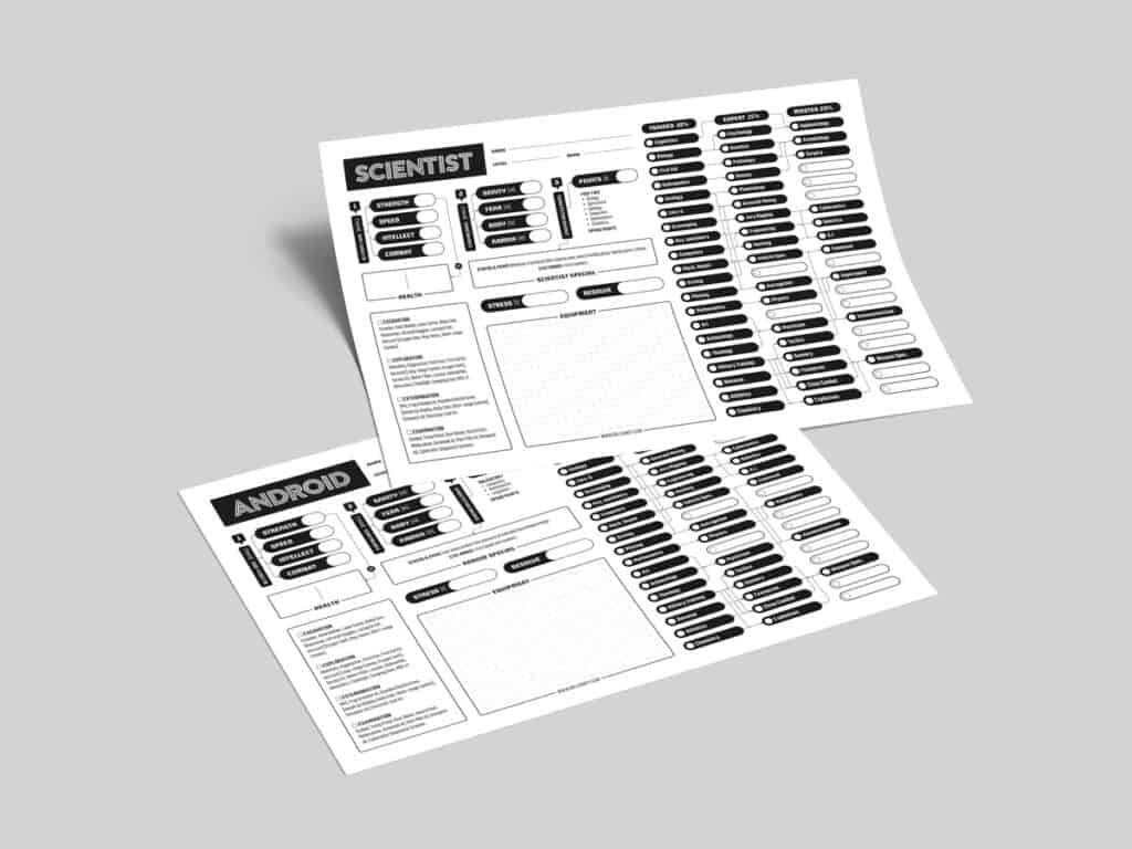 Mothership RPG character sheet – one for each individual class ...
